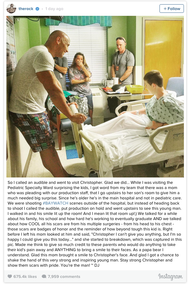 Dwayne Johnson Pays Surprise Visit To Children’s Hospital While Filming ...