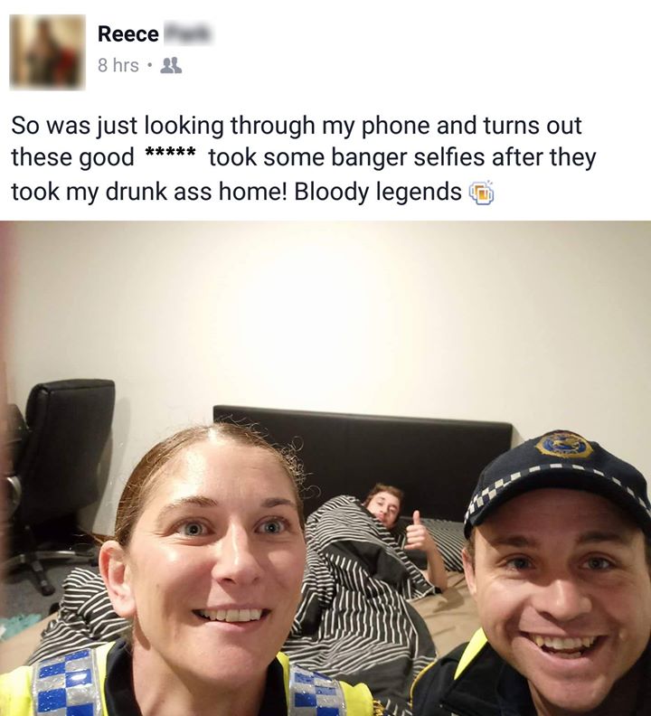 Police snap selfie with drunk man’s phone to show how he got home ...