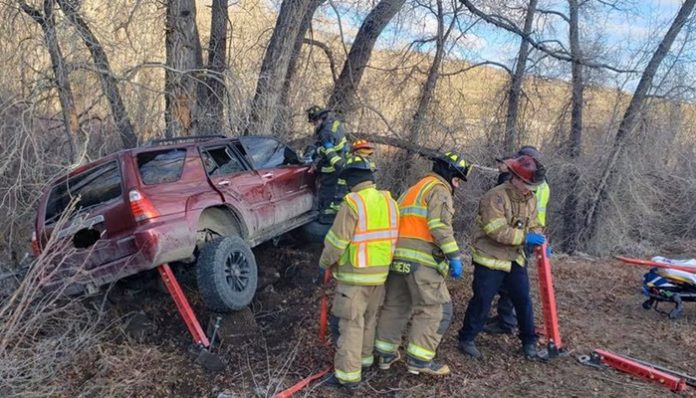 Gunnison Fire crews remove side of vehicle to extricate driver in Hwy ...