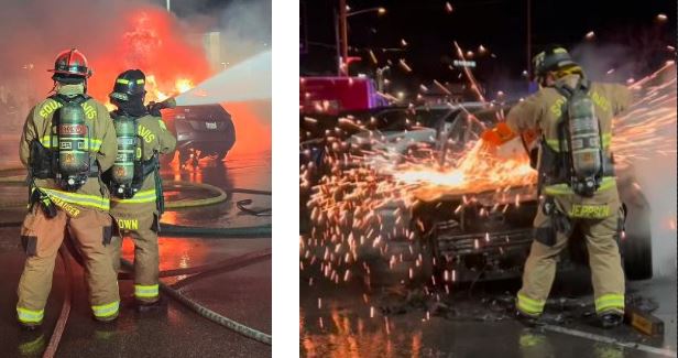 South Davis Metro Fire responds to dealership for electric vehicle fire ...