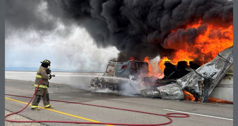 Mechanical failure sparks fire in semi-truck carrying tires on I-80 ...